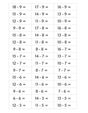 File:Subtraction Fact Slips.pdf - Montessori Album